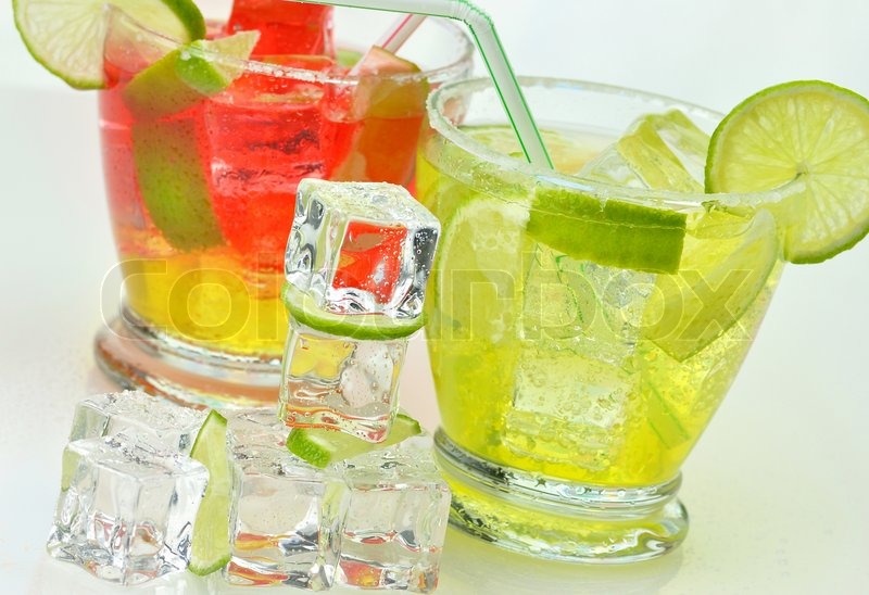 Fruit cocktails with ice cubes | Stock image | Colourbox