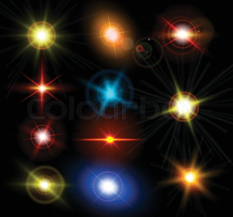 Realistic light glare sparkle, ... | Stock vector | Colourbox