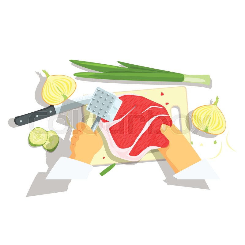 Hands Of Professional Cook Cutting ... | Stock Vector | Colourbox