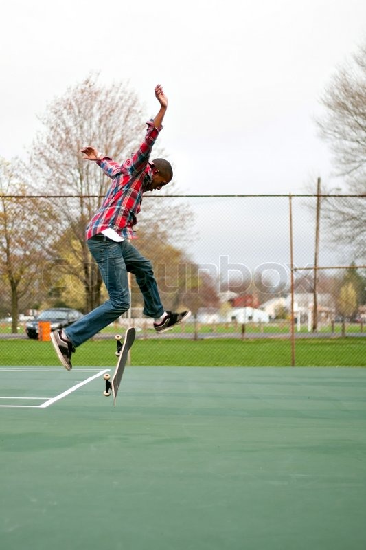 A skateboarder performing jumps or ... | Stock image | Colourbox