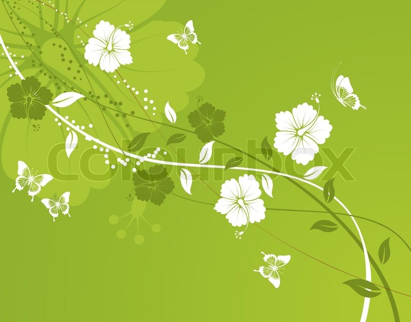 Flower background with butterfly, ... | Stock vector | Colourbox