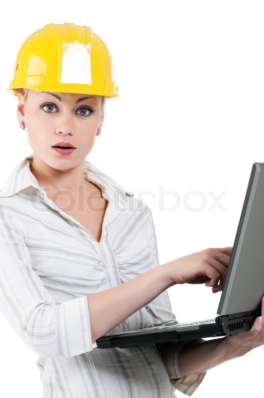 Portrait of attractive architect girl ... | Stock image | Colourbox