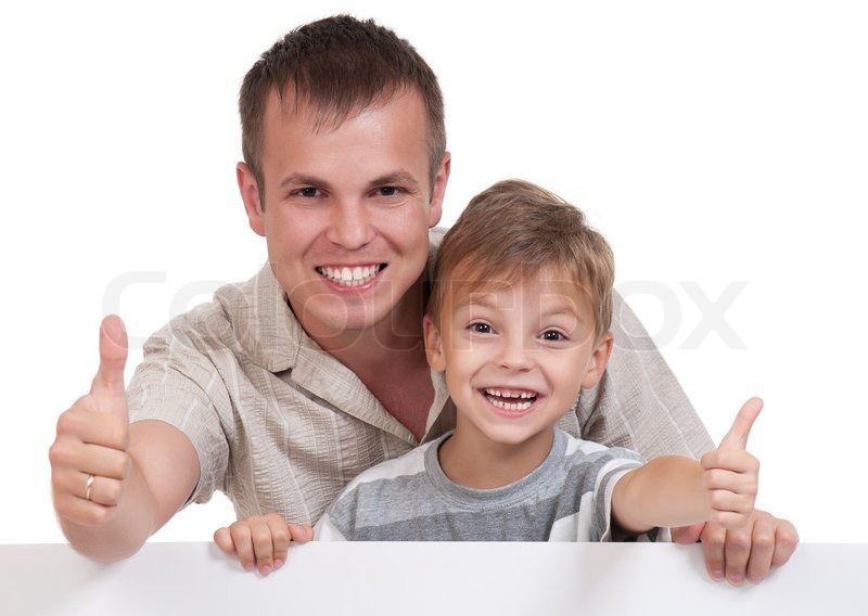 Portrait of happy dad and son with ... | Stock image | Colourbox