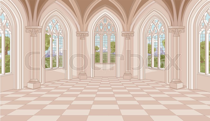 Illustration of medieval castle hall | Stock vector | Colourbox