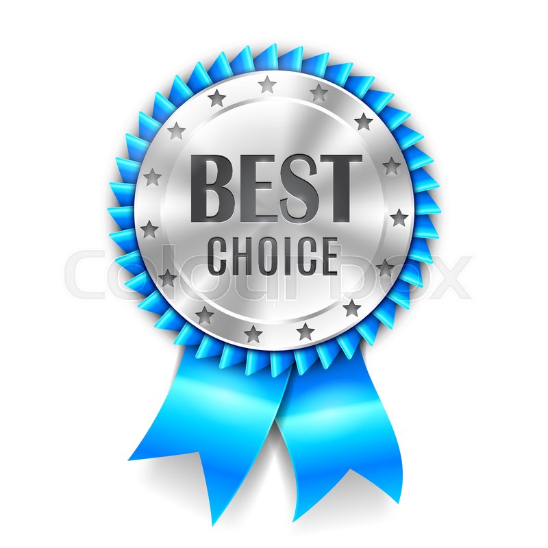 Silver best choice award medal with blue ribbon | Stock Vector | Colourbox