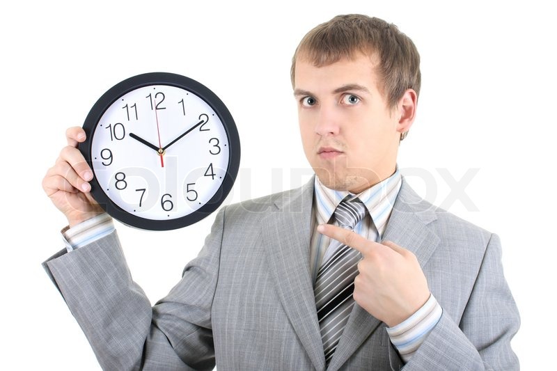 Happy Employees Holding Clocks