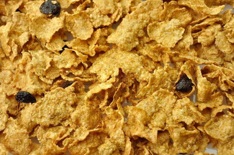 Bran and raisin cereal background | Stock image | Colourbox