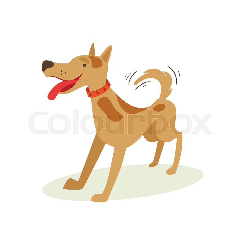 Excited Brown Pet Dog Wants To Play, ... | Stock vector | Colourbox