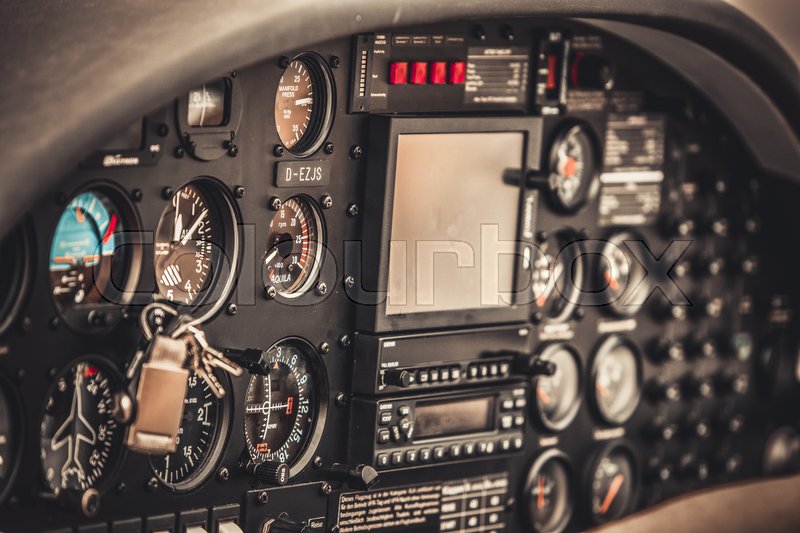 Vintage aircraft cockpit detail. Retro ... | Stock image | Colourbox