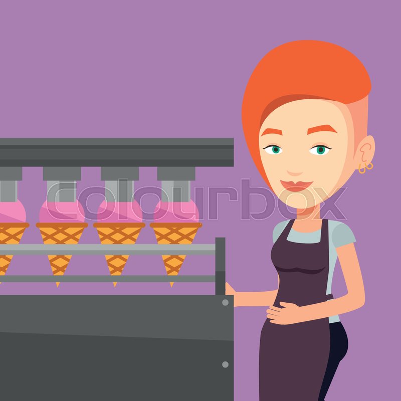 Caucasian worker of ice cream ... | Stock vector | Colourbox