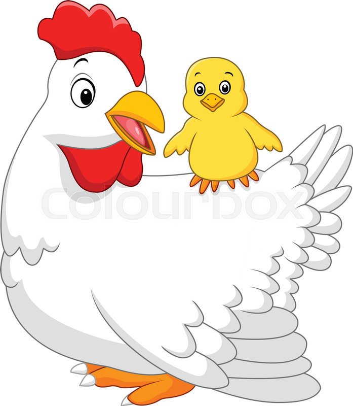 Illustration of Cartoon hen and its ... | Stock vector | Colourbox
