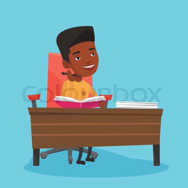 Young male african-american student ... | Stock vector | Colourbox