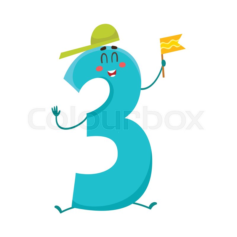 Cute and funny colorful 3 number ... | Stock vector | Colourbox