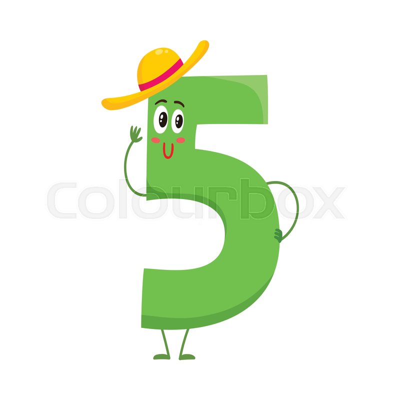 Cute and funny colorful 5 number ... | Stock vector | Colourbox