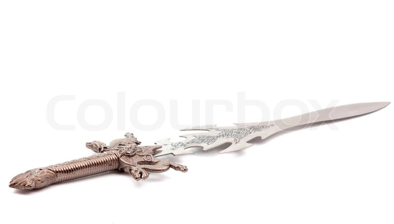 Legetøj ridder sværd på en hvid ... | Stock foto | Colourbox