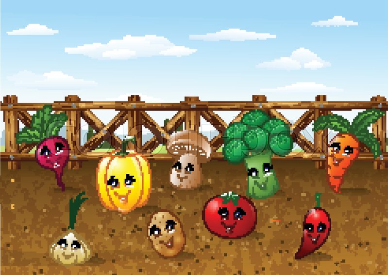 Illustration of Cartoon vegetables ... | Stock vector | Colourbox