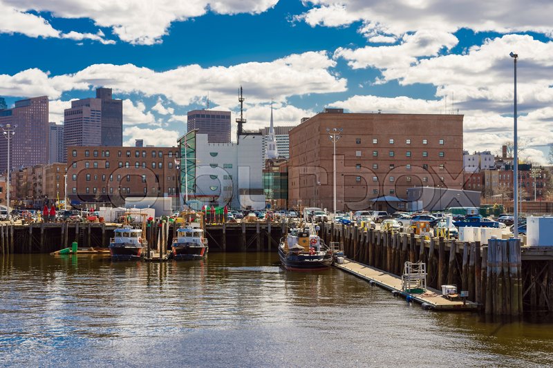Harbor in Boston Wharf of Charles River ... | Stock image | Colourbox