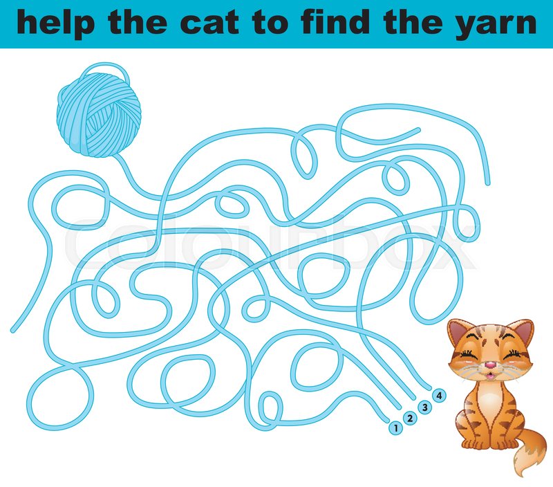 Vector illustration of Help the cat to ... | Stock vector | Colourbox