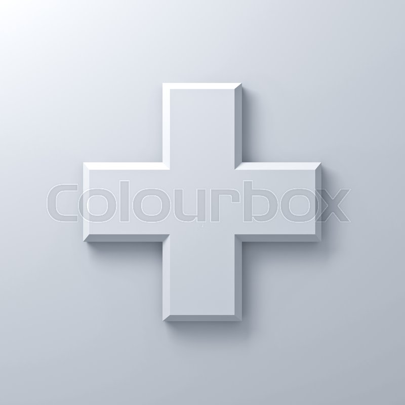 White plus sign abstract on white wall ... | Stock image | Colourbox