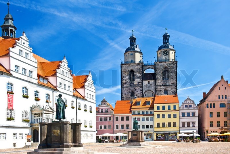 Marktplatz in Wittenberg, Hauptplatz des alten Deutsch Stadt Denkmäler ...