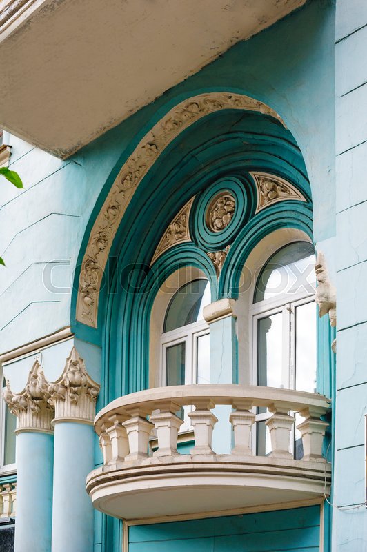 Vintage balcony in an old town house. | Stock image | Colourbox