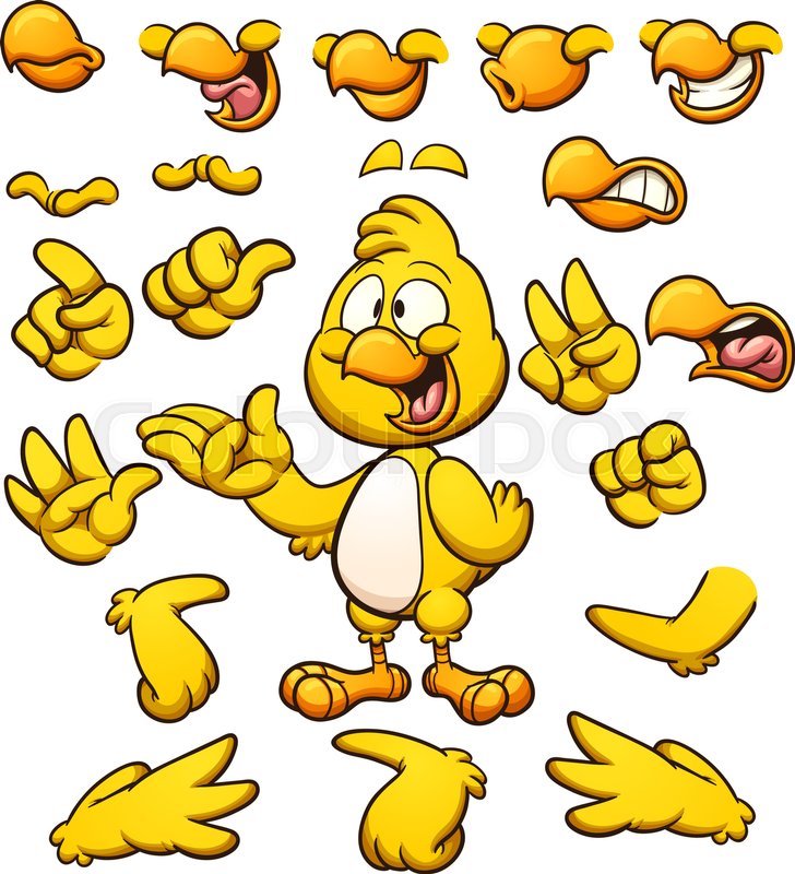 Cartoon Chicken with different beak ... | Stock vector | Colourbox