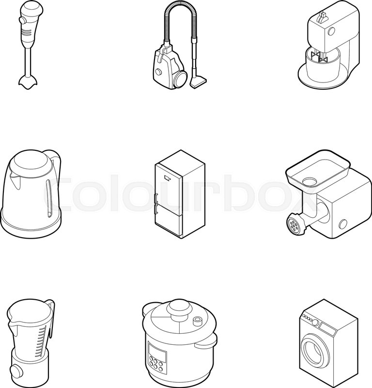 Kitchen appliances icons set. Outline ... | Stock vector | Colourbox Kitchen appliances icons set. Outline ... | Stock vector | Colourbox