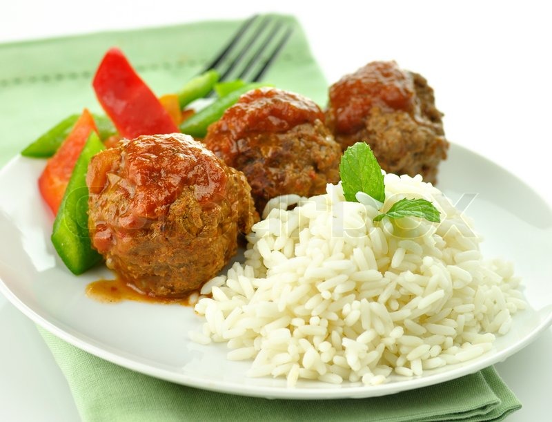 Meat balls with rice and vegetables | Stock image | Colourbox