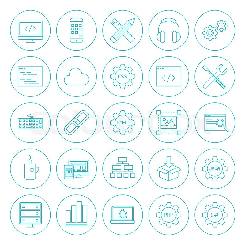 Line Circle Programming Icons. Vector ... | Stock vector | Colourbox
