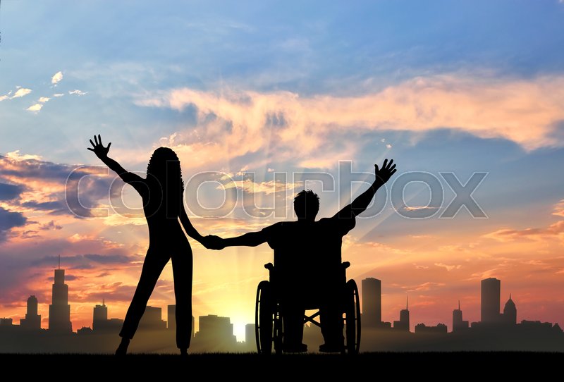 Happy disabled person in a wheelchair, ... | Stock image | Colourbox