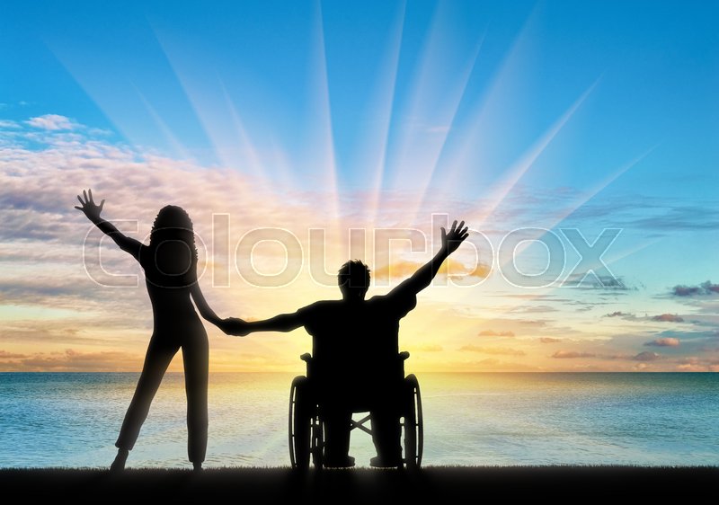 Happy disabled person in wheelchair ... | Stock image | Colourbox