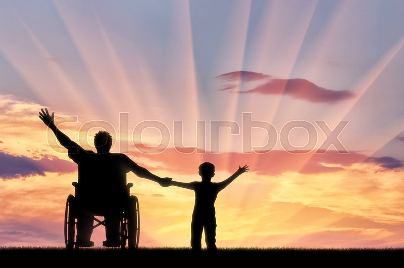 Happy disabled person in wheelchair ... | Stock image | Colourbox