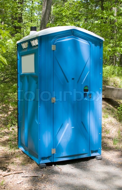 A blue porta potty located on the ... | Stock image | Colourbox