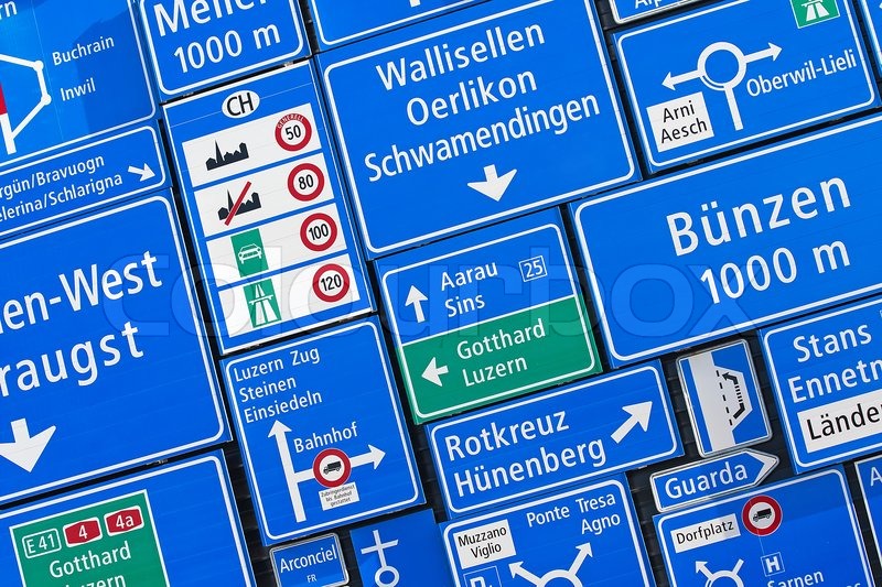 Collection of the swiss road signs | Stock image | Colourbox