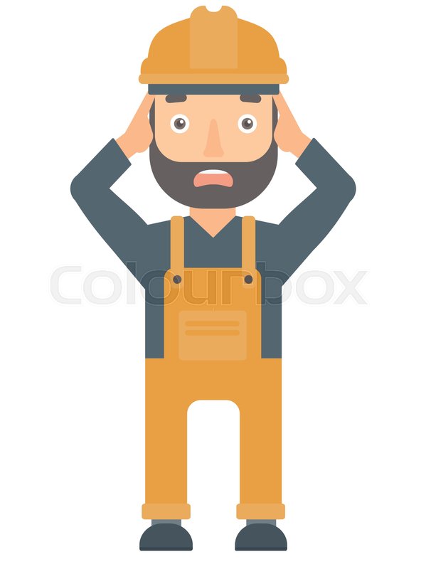 Stressed engineer in hard hat. ... | Stock Vector | Colourbox