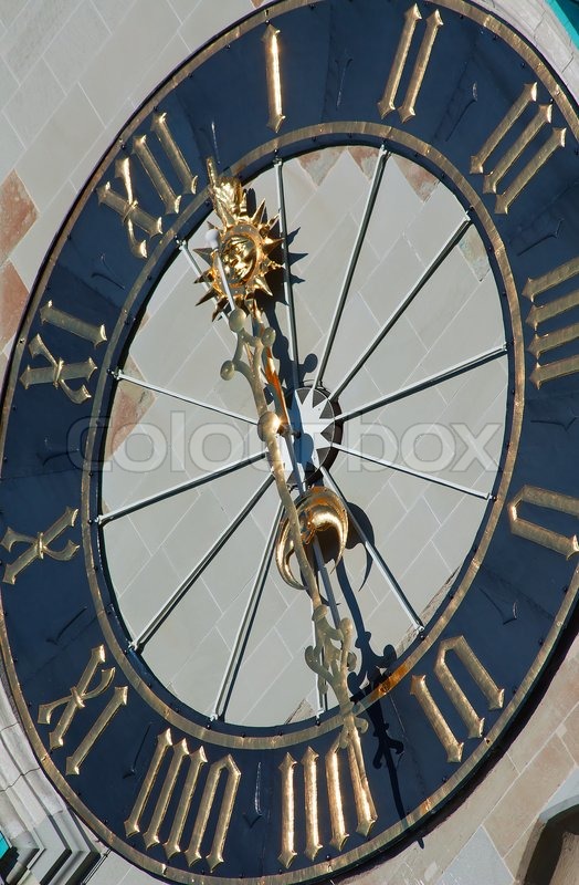 Dial of the ancient clock in Zurich, ... | Stock image | Colourbox