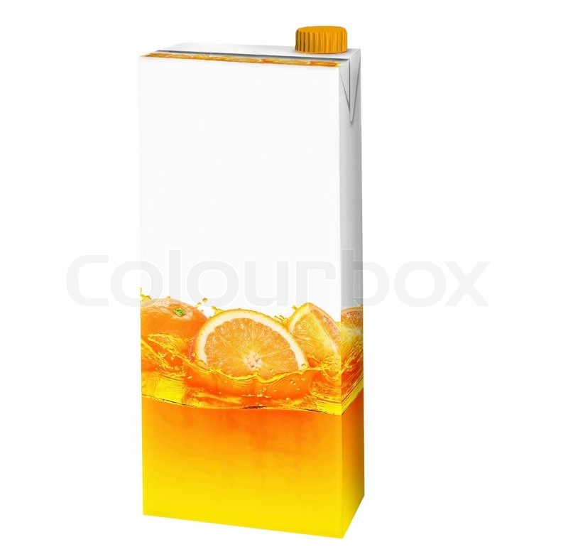 Orange juice packet isolated on white ... | Stock Photo | Colourbox