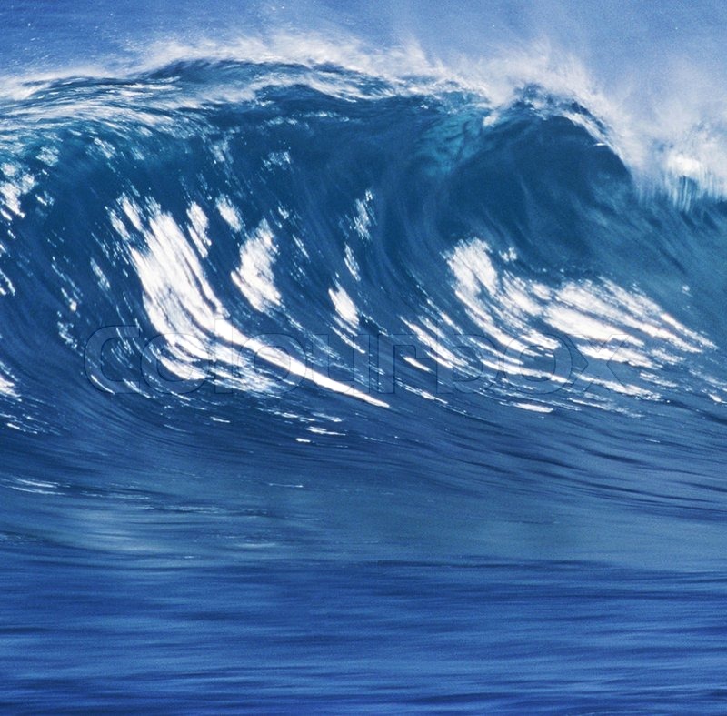 Big Blue Surfing Wave Breaks in Ocean | Stock Photo | Colourbox