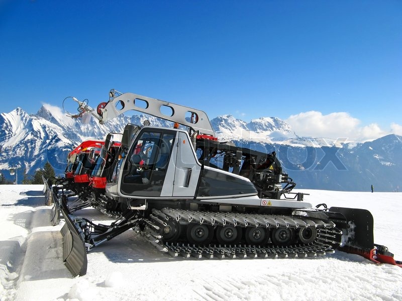 Machines ready for work on skiing ... | Stock image | Colourbox