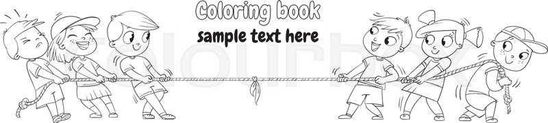 Children pull the rope. Kids playing ... | Stock vector | Colourbox