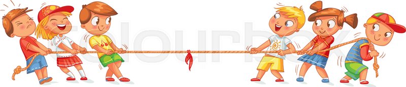 Children pull the rope. Kids playing ... | Stock vector | Colourbox