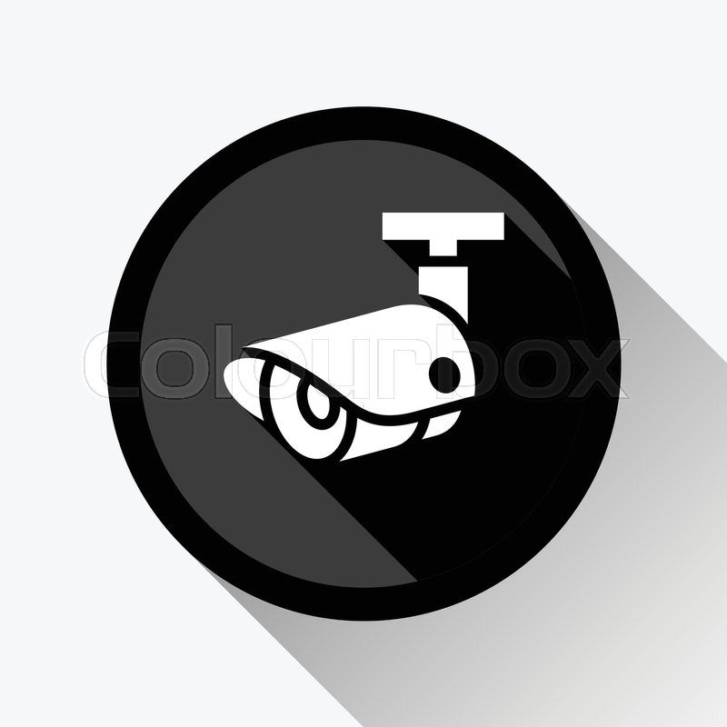 Cctv camera black circle sticker, ... | Stock vector | Colourbox