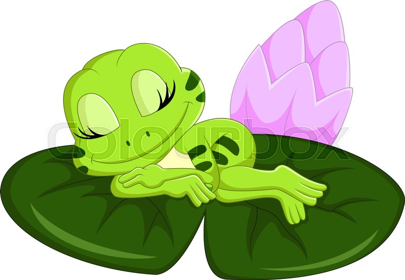 Cute frog sleeping cartoon | Stock vector | Colourbox