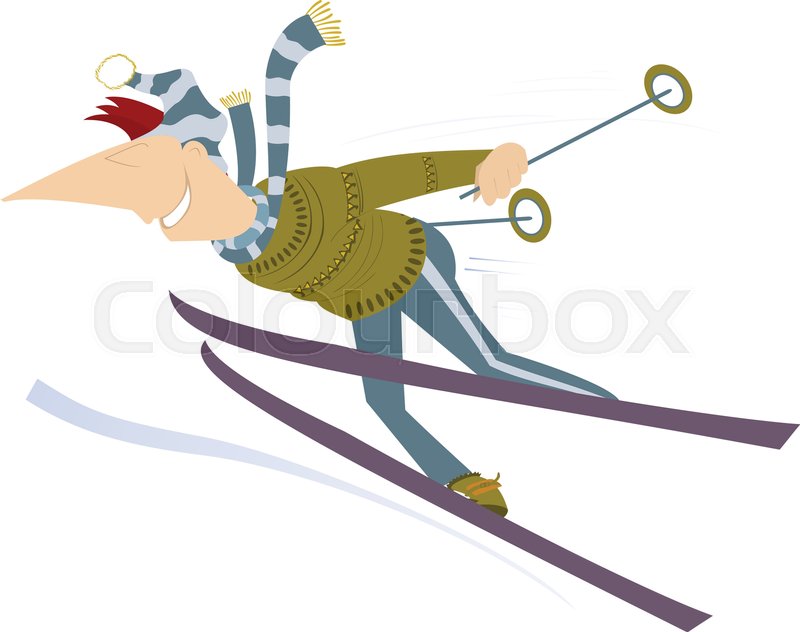 Cartoon man go skiing | Stock vector | Colourbox