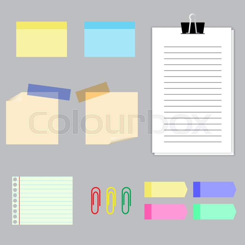 Paper banners with notes set attached ... | Stock vector | Colourbox
