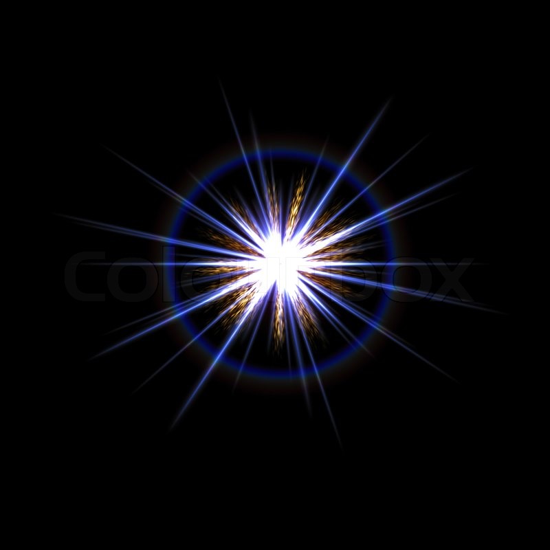 A bright solar flare over a black ... | Stock image | Colourbox
