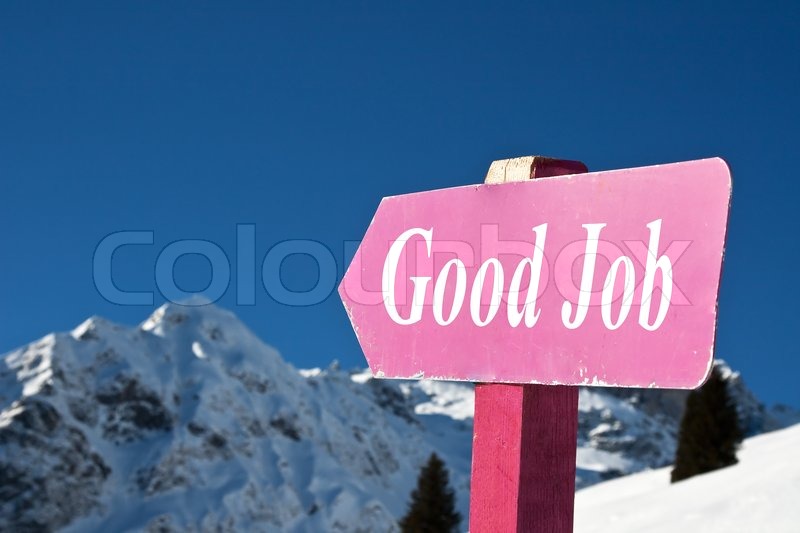 Good Job sign in the snowy montain | Stock image | Colourbox