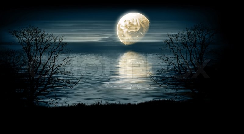 Moon over the sea - night landscape | Stock Photo | Colourbox
