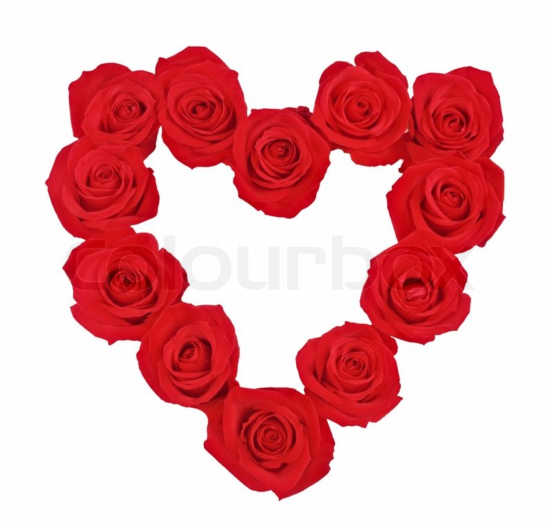 Heart of roses isolated on white ... | Stock image | Colourbox