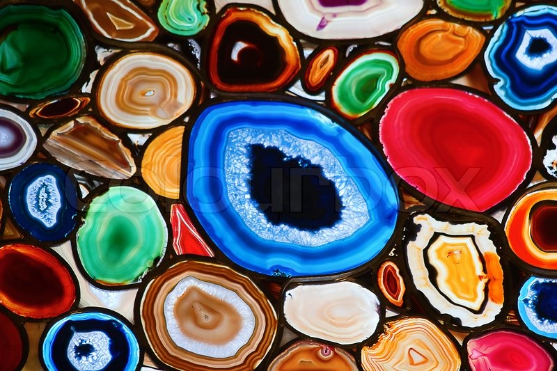 Slices of the colorful polished agate ... | Stock image | Colourbox